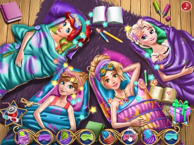 DISNEY GIRLS SLEEPOVER online hra | Hry POMU